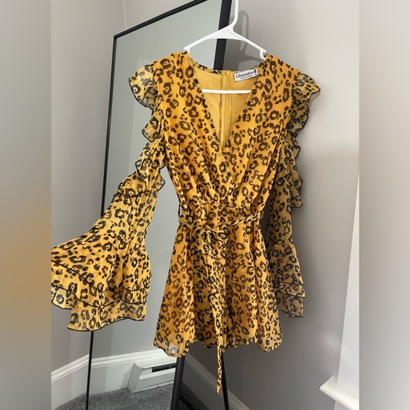 SHEIN | Other | Shein Leopard Print Sleeved Romper | Poshmark